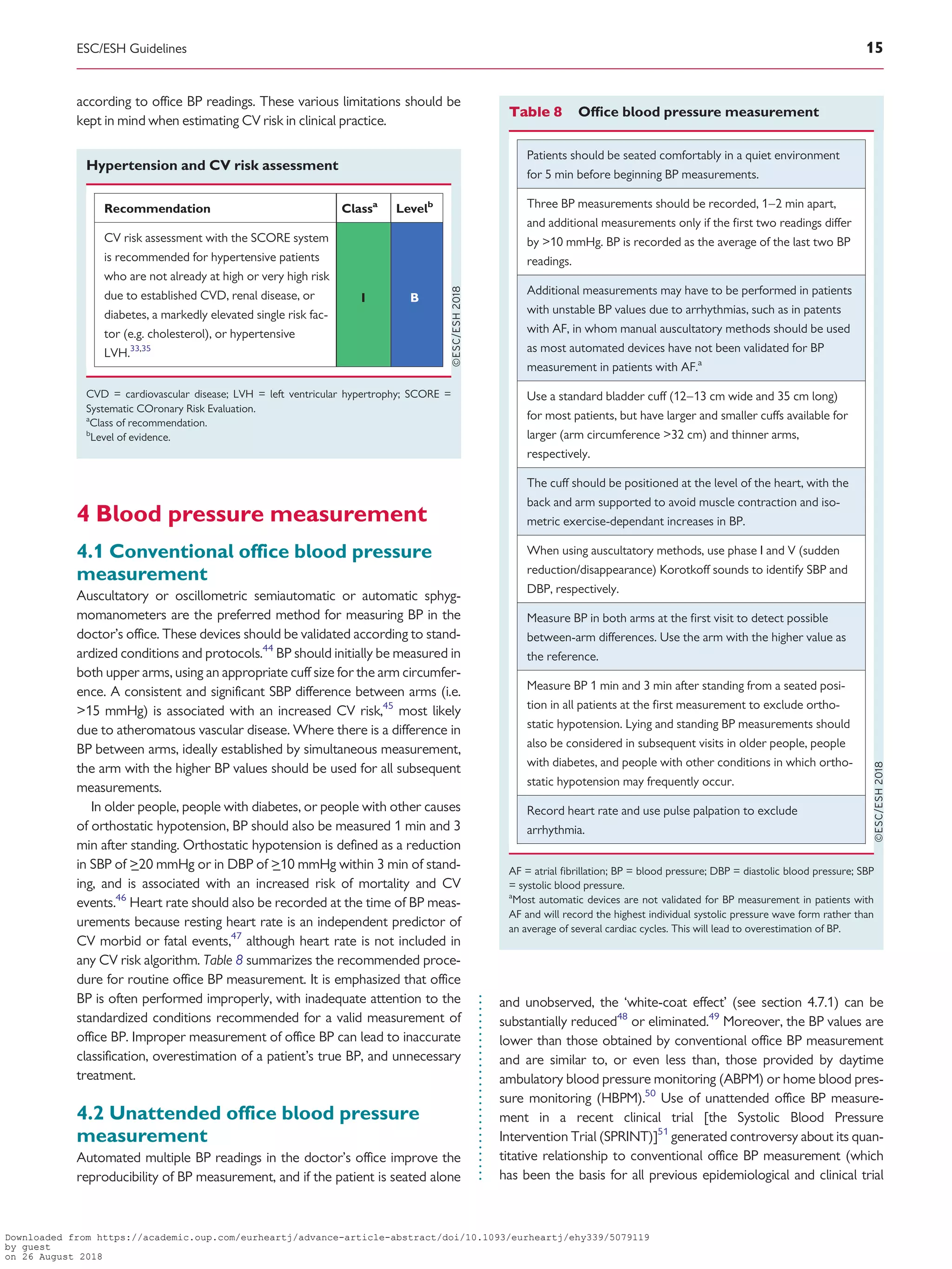 2018 Esc Esh Guidelines For The Management Of Arterial Hypertension Pdf