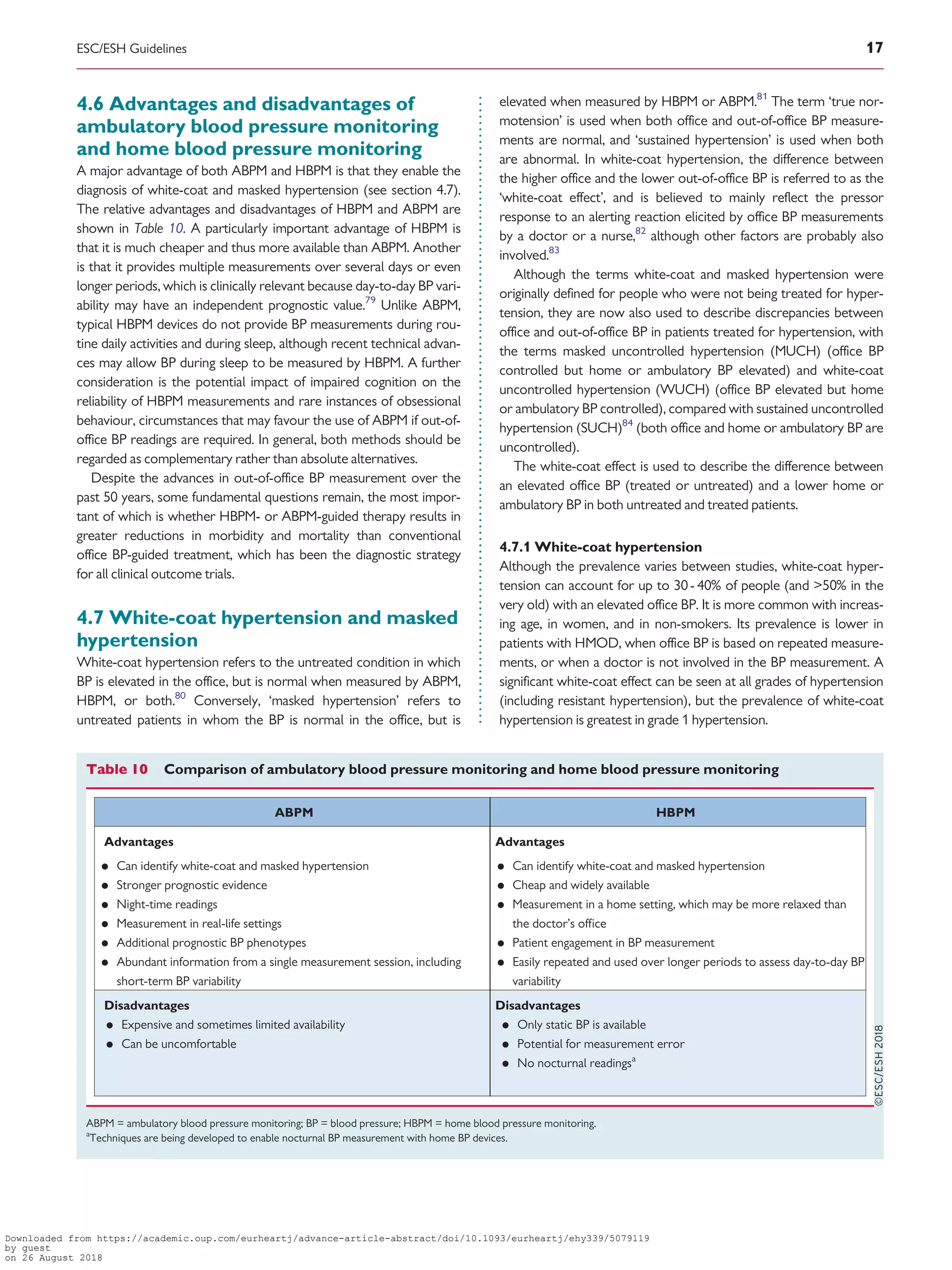 2018 Esc Esh Guidelines For The Management Of Arterial Hypertension Pdf