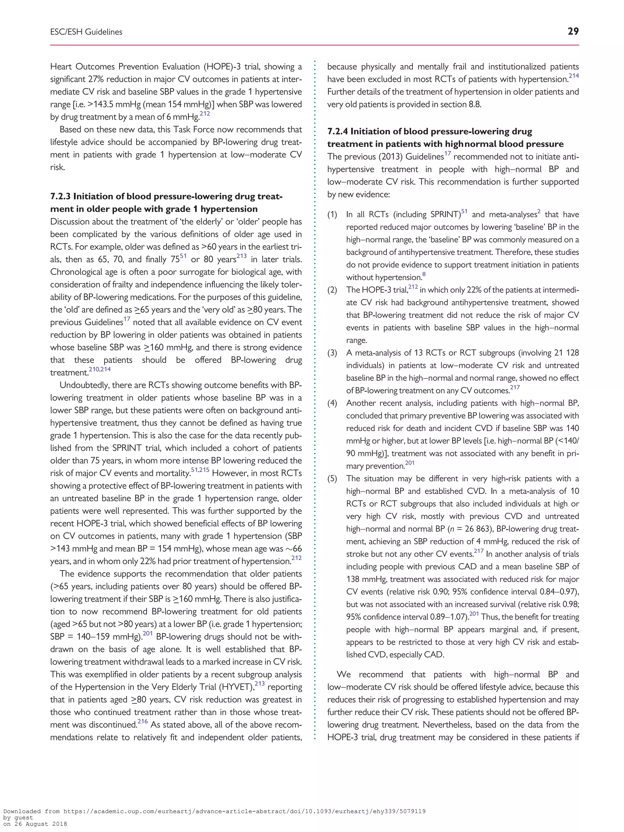 2018 Esc Esh Guidelines For The Management Of Arterial Hypertension Pdf