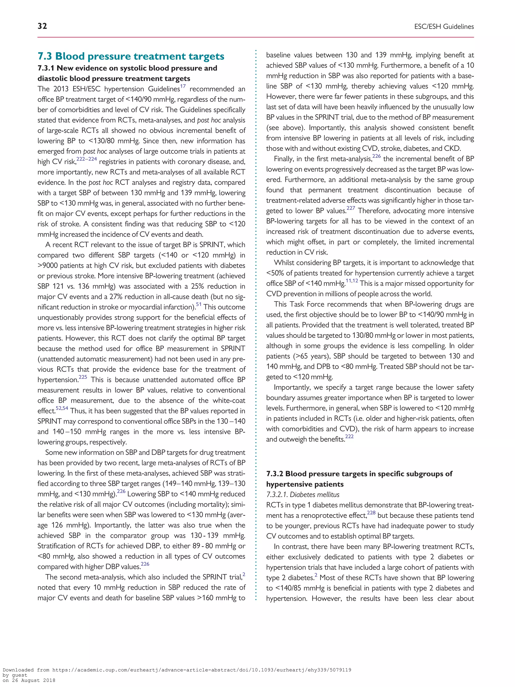 2018 Esc Esh Guidelines For The Management Of Arterial Hypertension Pdf
