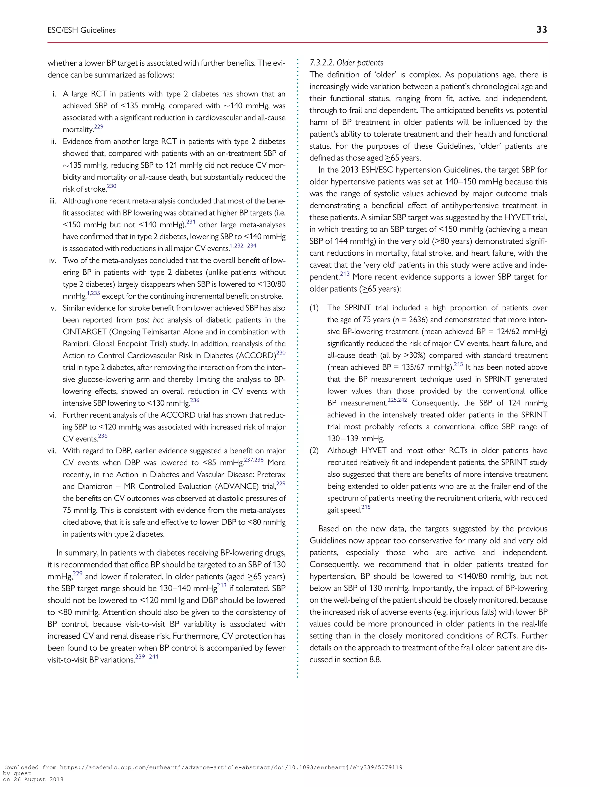 2018 esc esh guidelines for the management of arterial hypertension | PDF