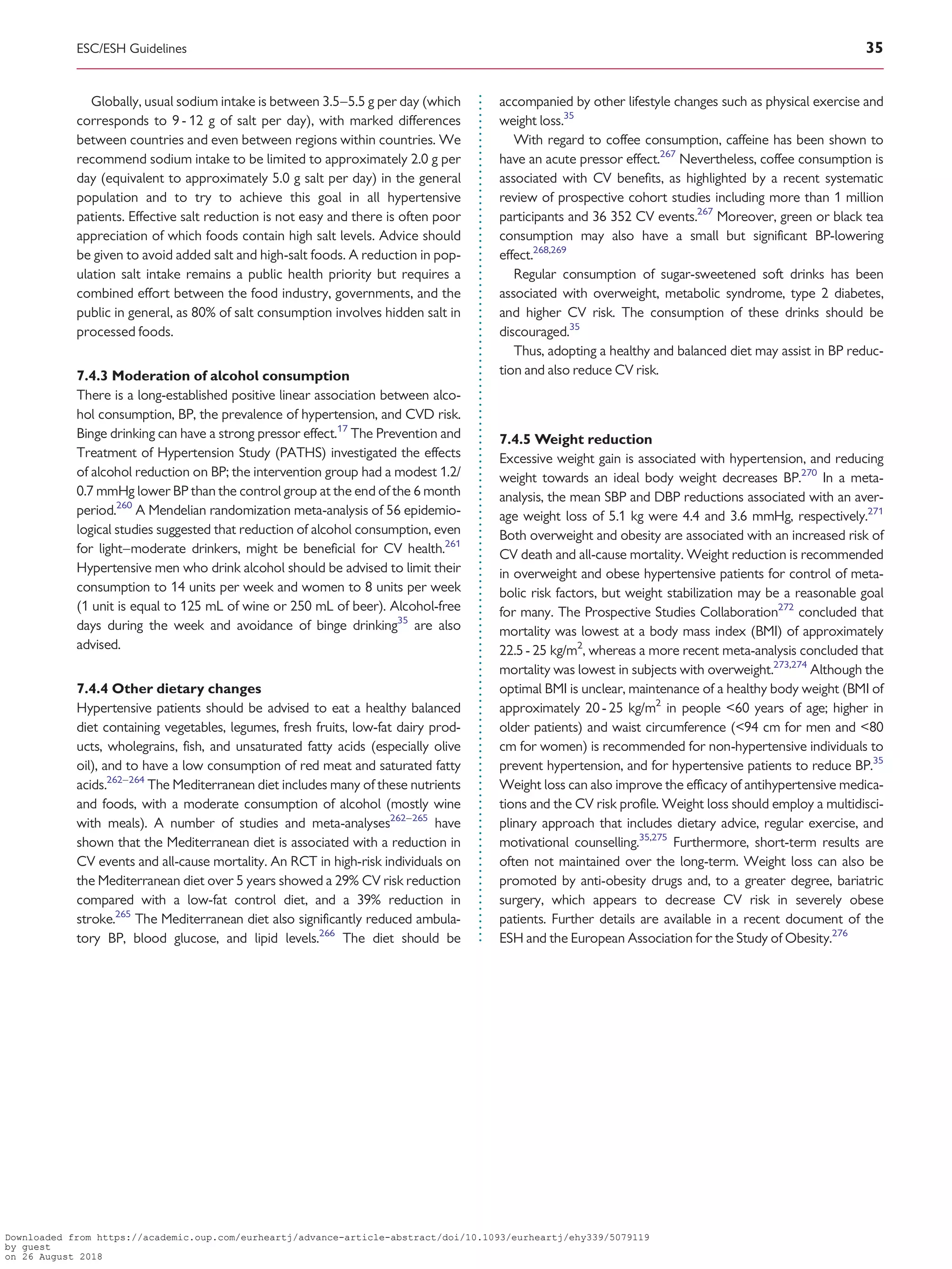 2018 Esc Esh Guidelines For The Management Of Arterial Hypertension Pdf