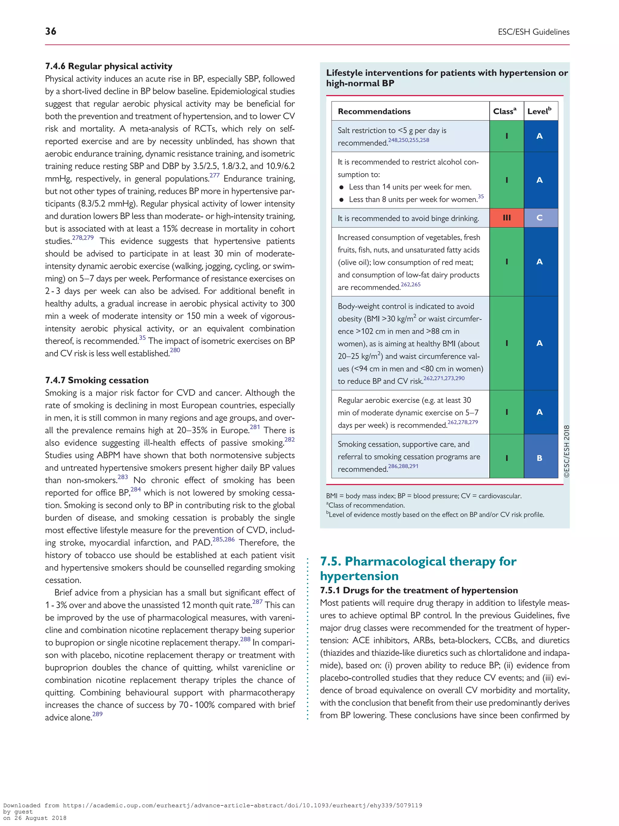 2018 esc esh guidelines for the management of arterial hypertension | PDF