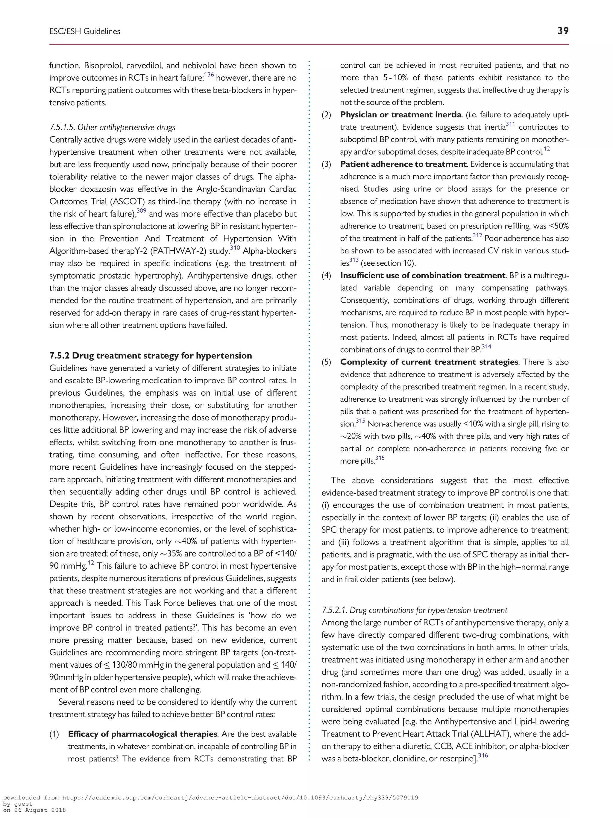 2018 Esc Esh Guidelines For The Management Of Arterial Hypertension Pdf