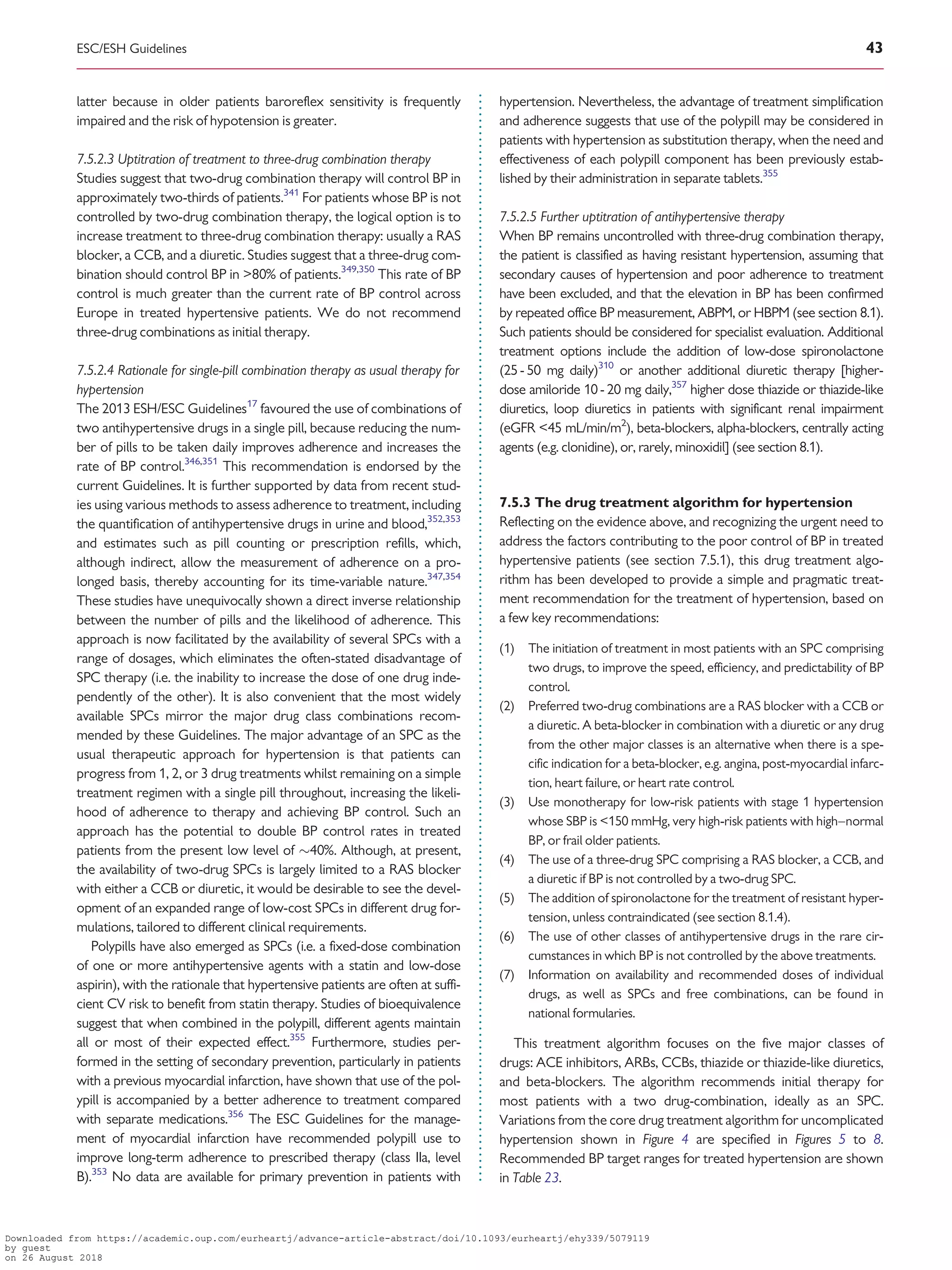 2018 Esc Esh Guidelines For The Management Of Arterial Hypertension Pdf