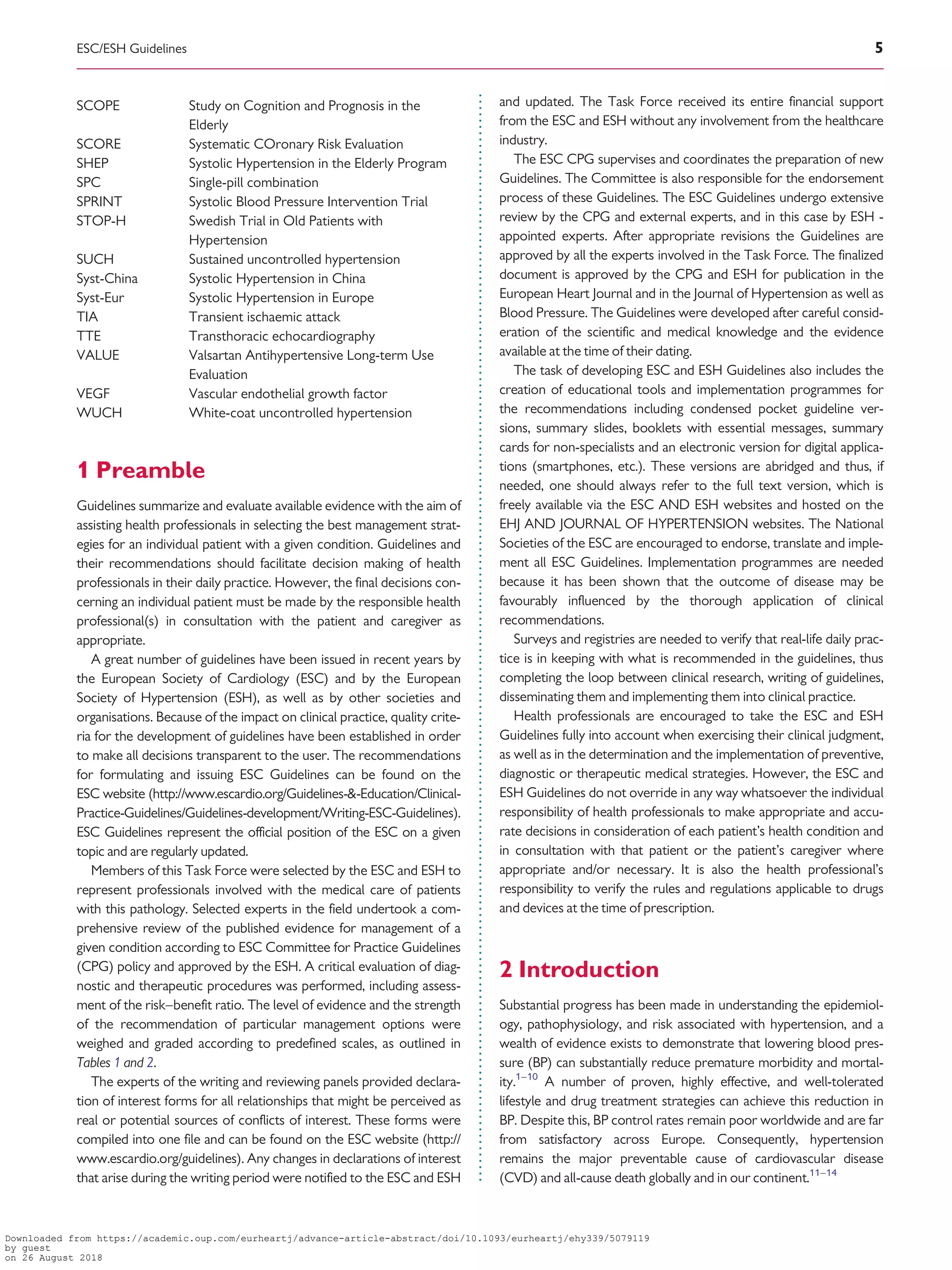 2018 esc esh guidelines for the management of arterial hypertension | PDF