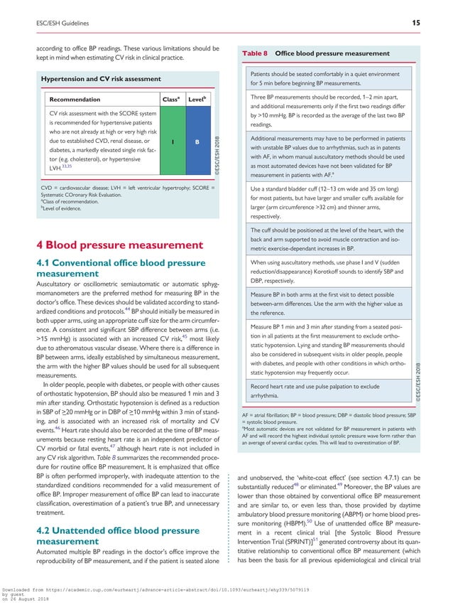 2018 esc esh guidelines for the management of arterial hypertension | PDF
