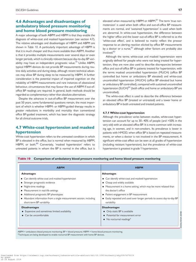 2018 esc esh guidelines for the management of arterial hypertension | PDF