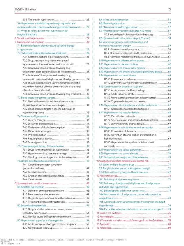 2018 Esc Esh Guidelines For The Management Of Arterial Hypertension PDF