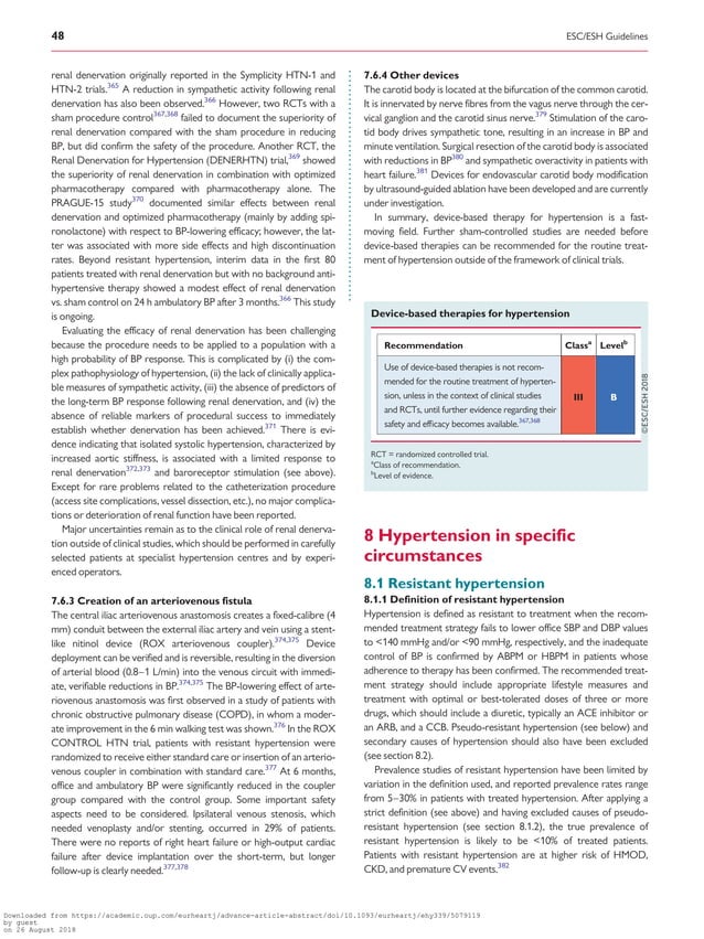 2018 Esc Esh Guidelines For The Management Of Arterial Hypertension Pdf