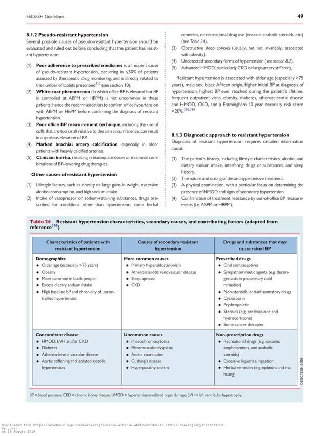 2018 esc esh guidelines for the management of arterial hypertension | PDF