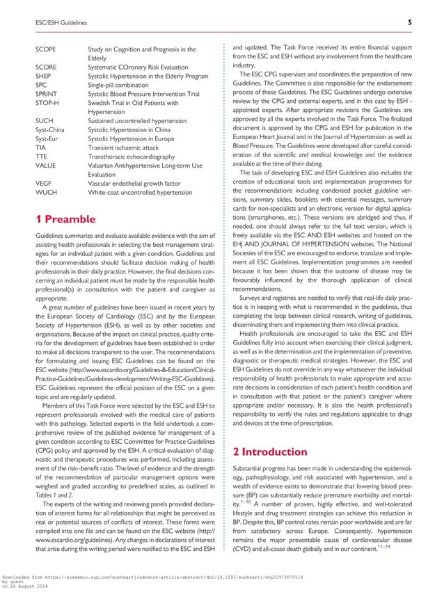 2018 esc esh guidelines for the management of arterial hypertension | PDF