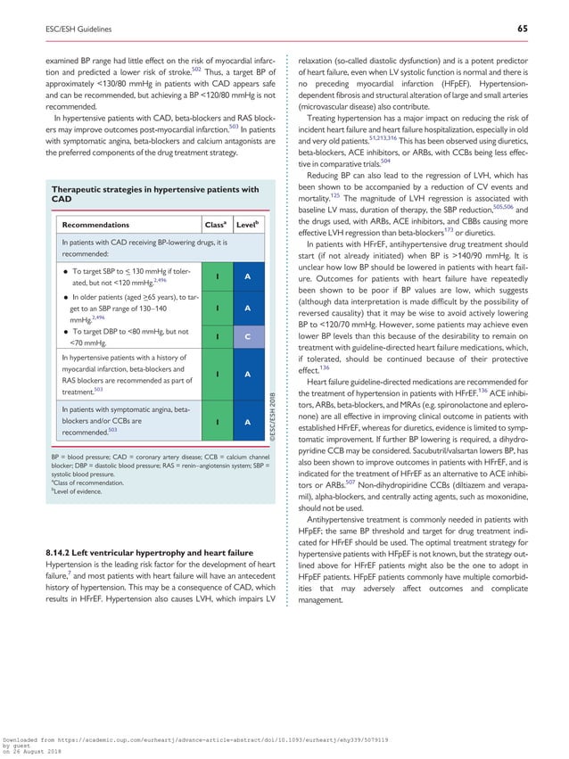 2018 Esc Esh Guidelines For The Management Of Arterial Hypertension Pdf