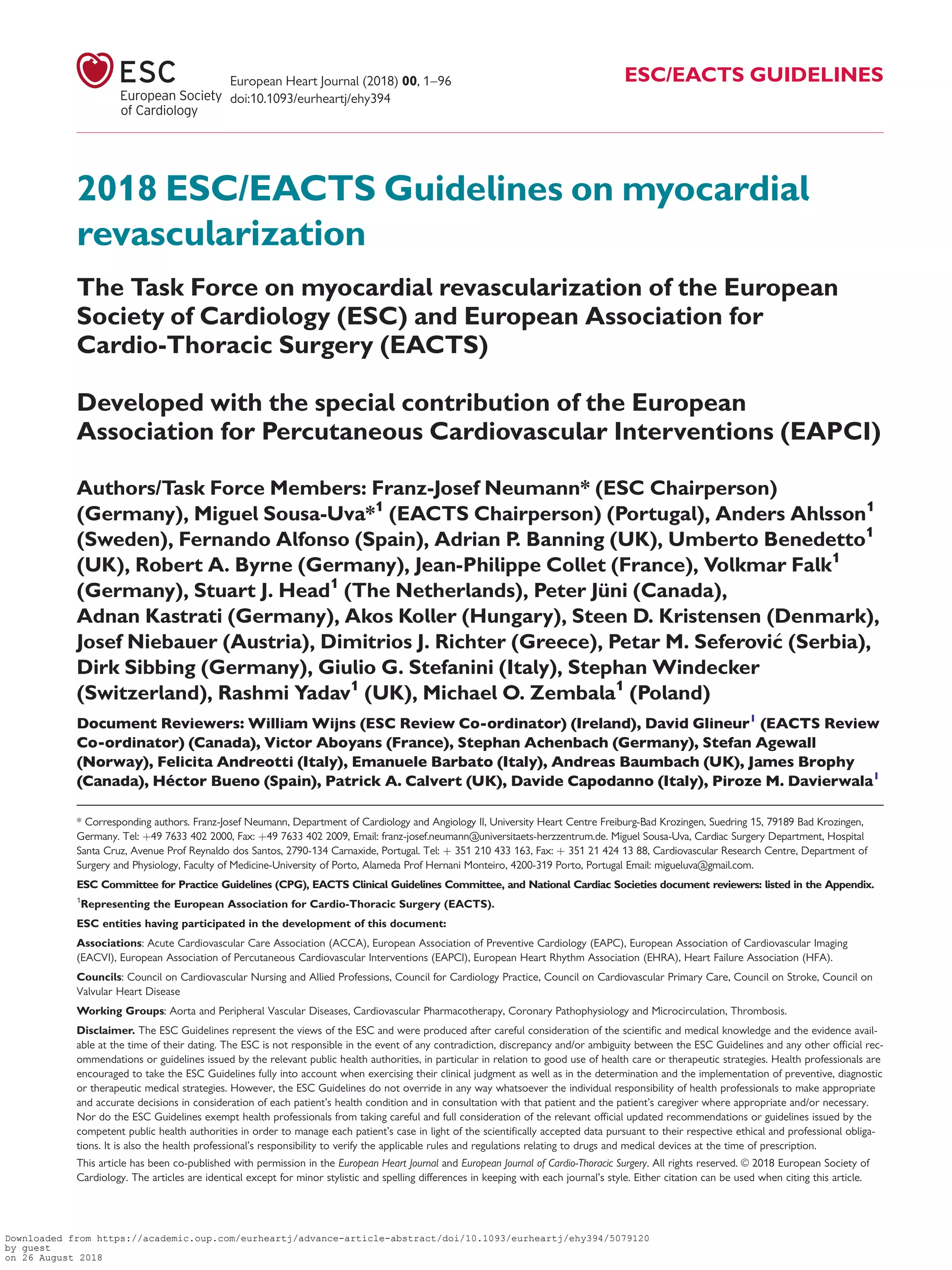 2018 esc eacts guidelines on myocardial | PDF