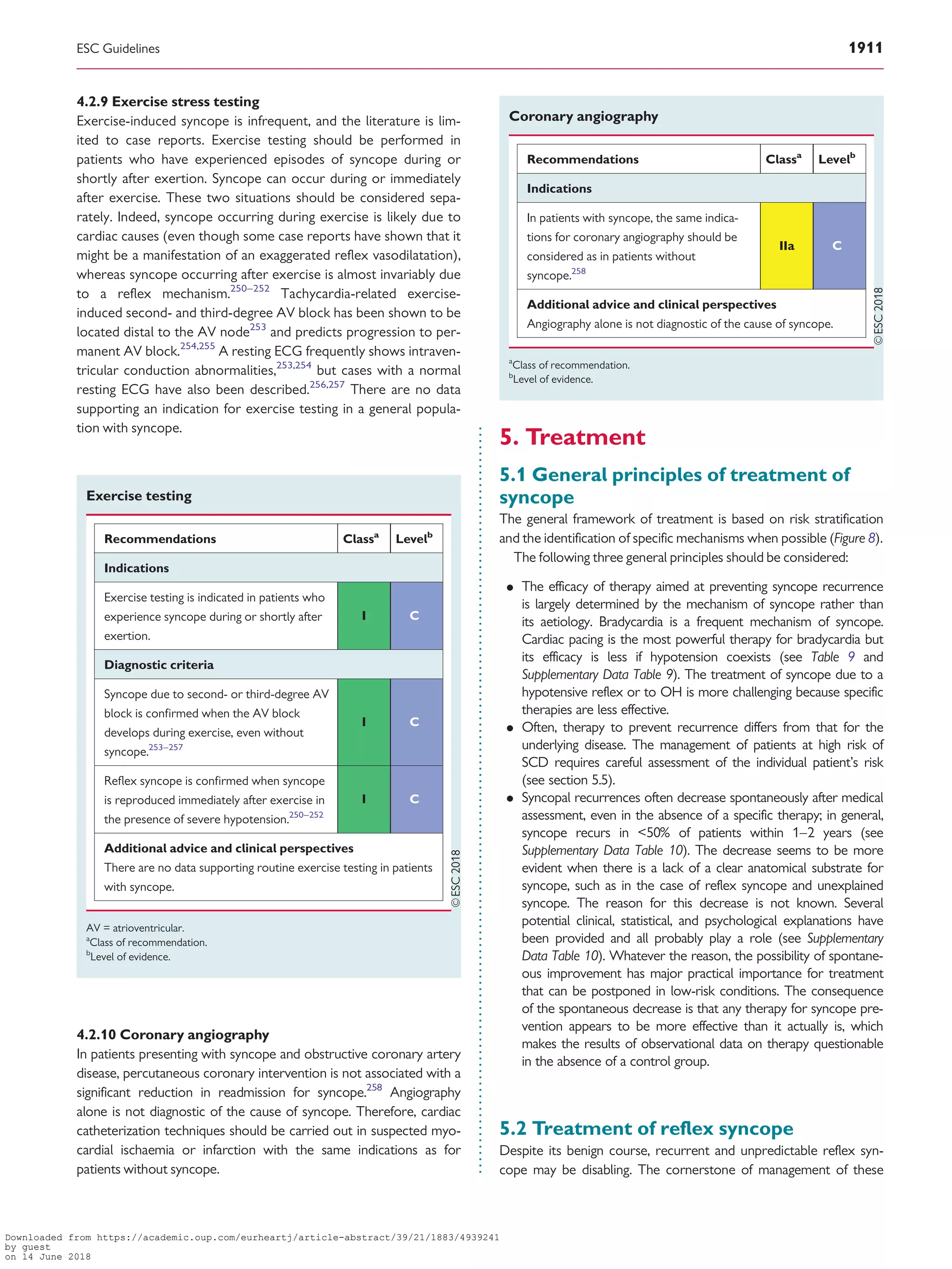 2018 esc guidelines for the diagnosis and management of syncope | PDF