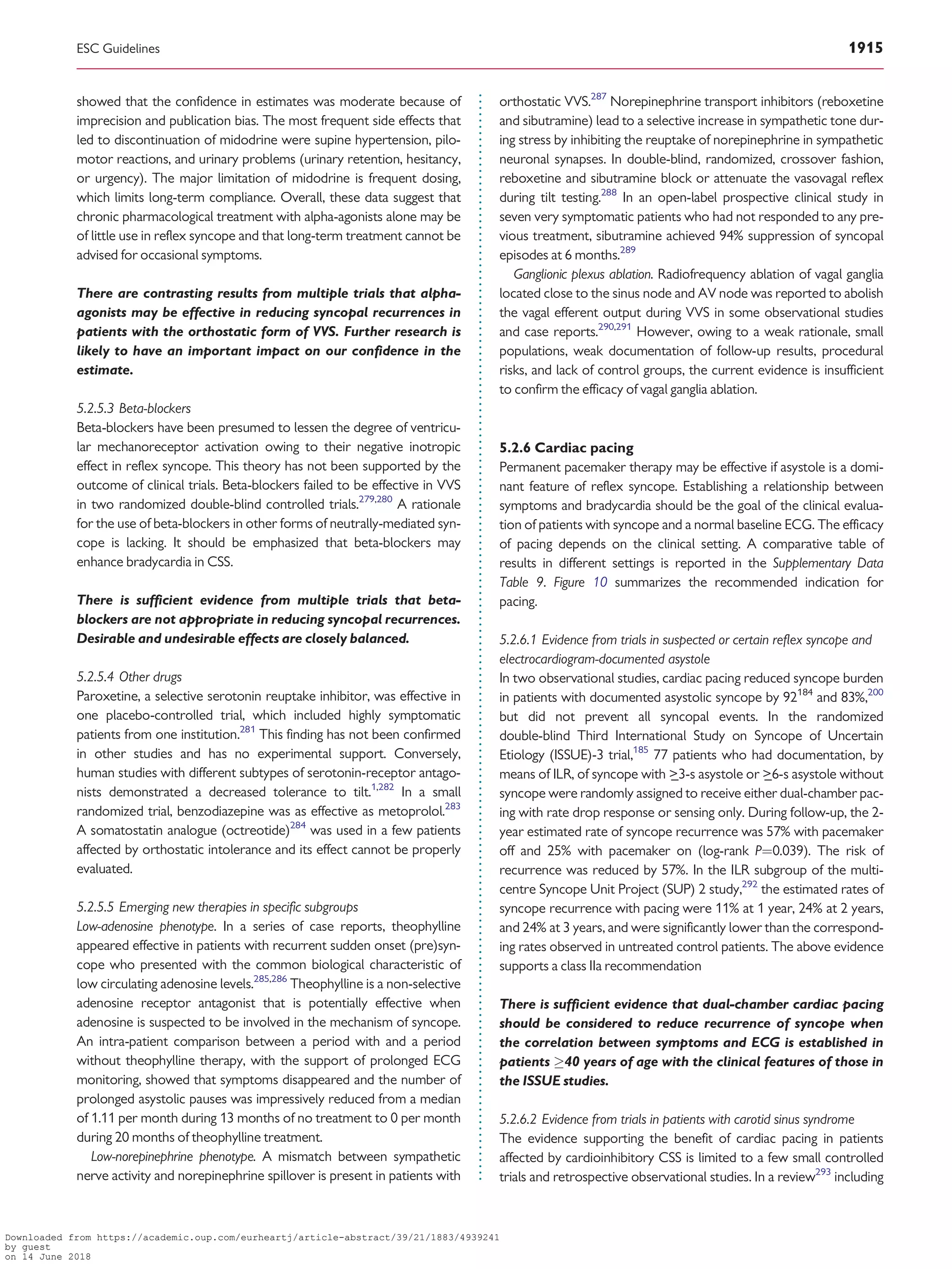 2018 esc guidelines for the diagnosis and management of syncope | PDF