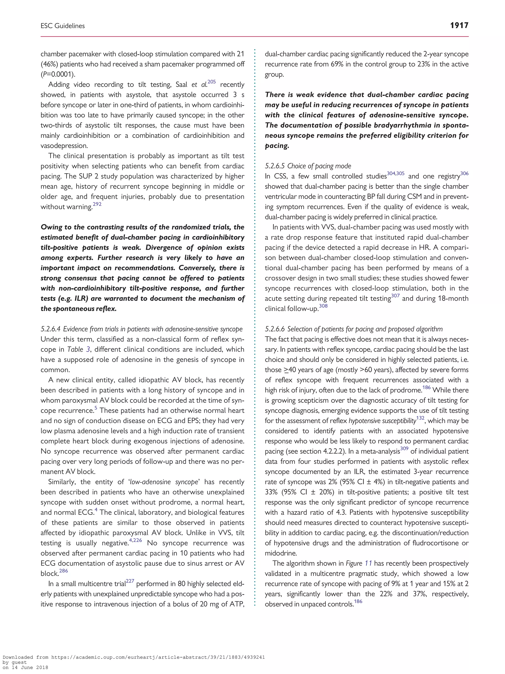 2018 esc guidelines for the diagnosis and management of syncope | PDF
