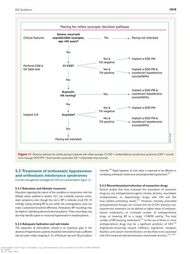 2018 esc guidelines for the diagnosis and management of syncope | PDF ...