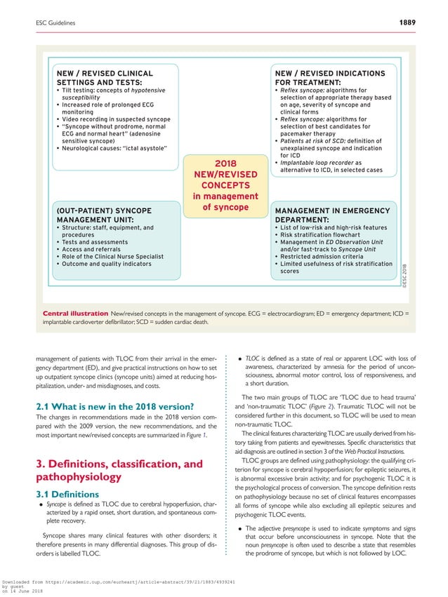 2018 esc guidelines for the diagnosis and management of syncope | PDF ...