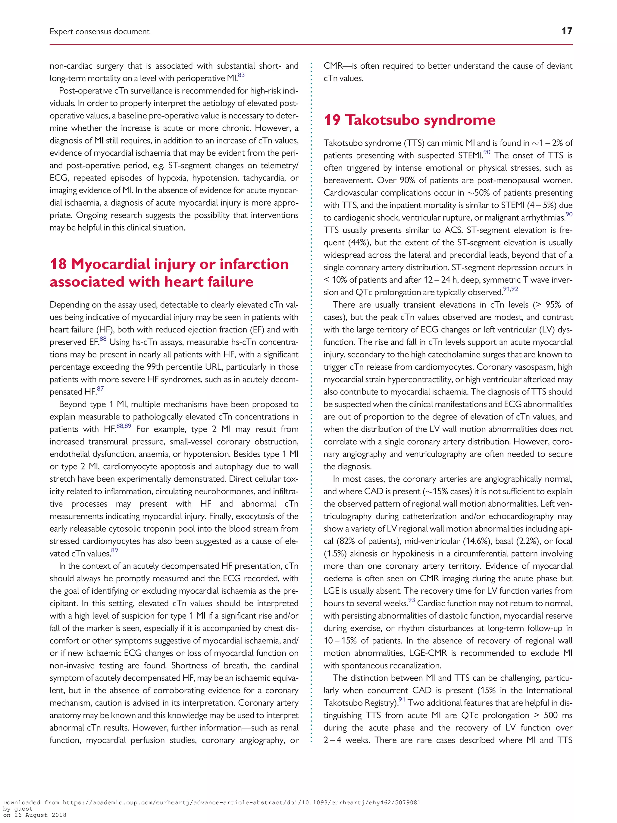 2018 fourth universal definition of myocardial infarction | PDF