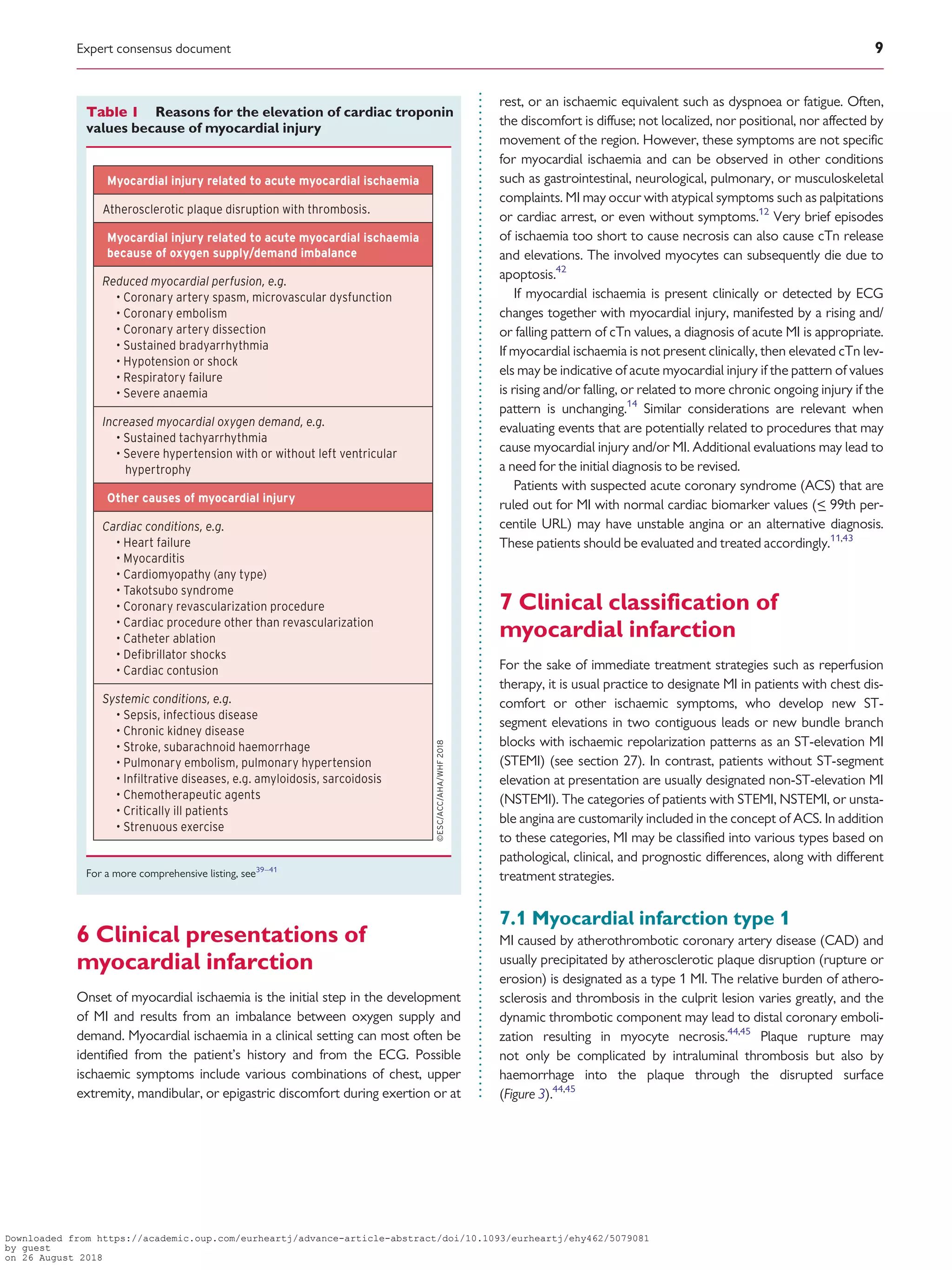 2018 fourth universal definition of myocardial infarction | PDF