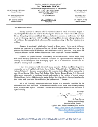 College Recommendation Letter