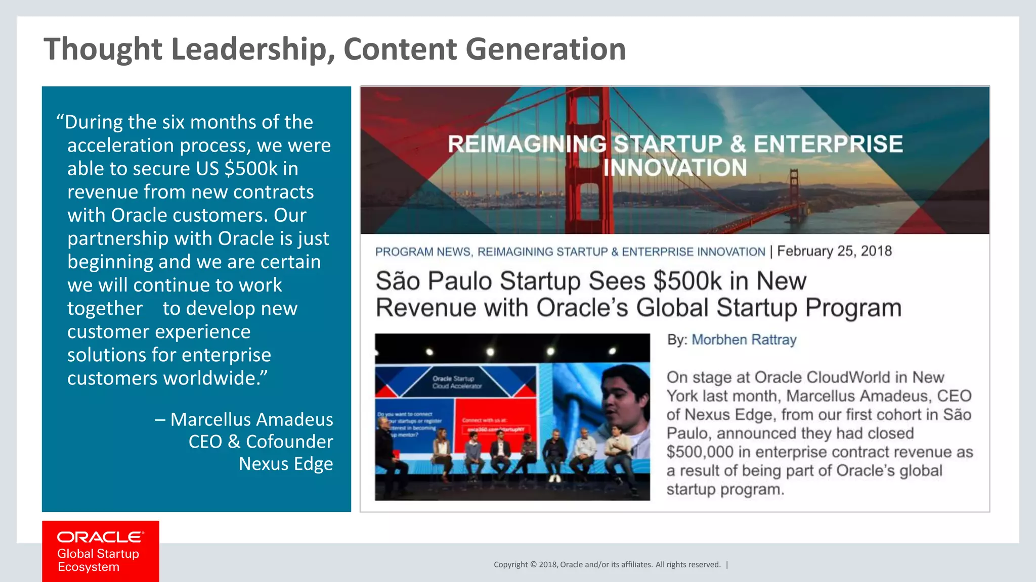 Oracle Global Startup Ecosystem Overview August 2018 | PPT