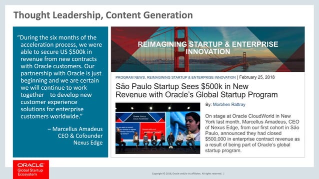 Oracle Global Startup Ecosystem Overview August 2018 | PPT