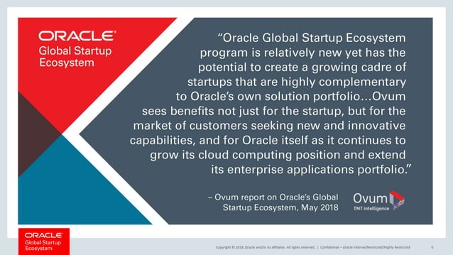 Oracle Global Startup Ecosystem Overview August 2018 | PPT