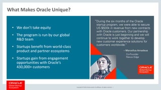 Oracle Global Startup Ecosystem Overview August 2018 | PPT