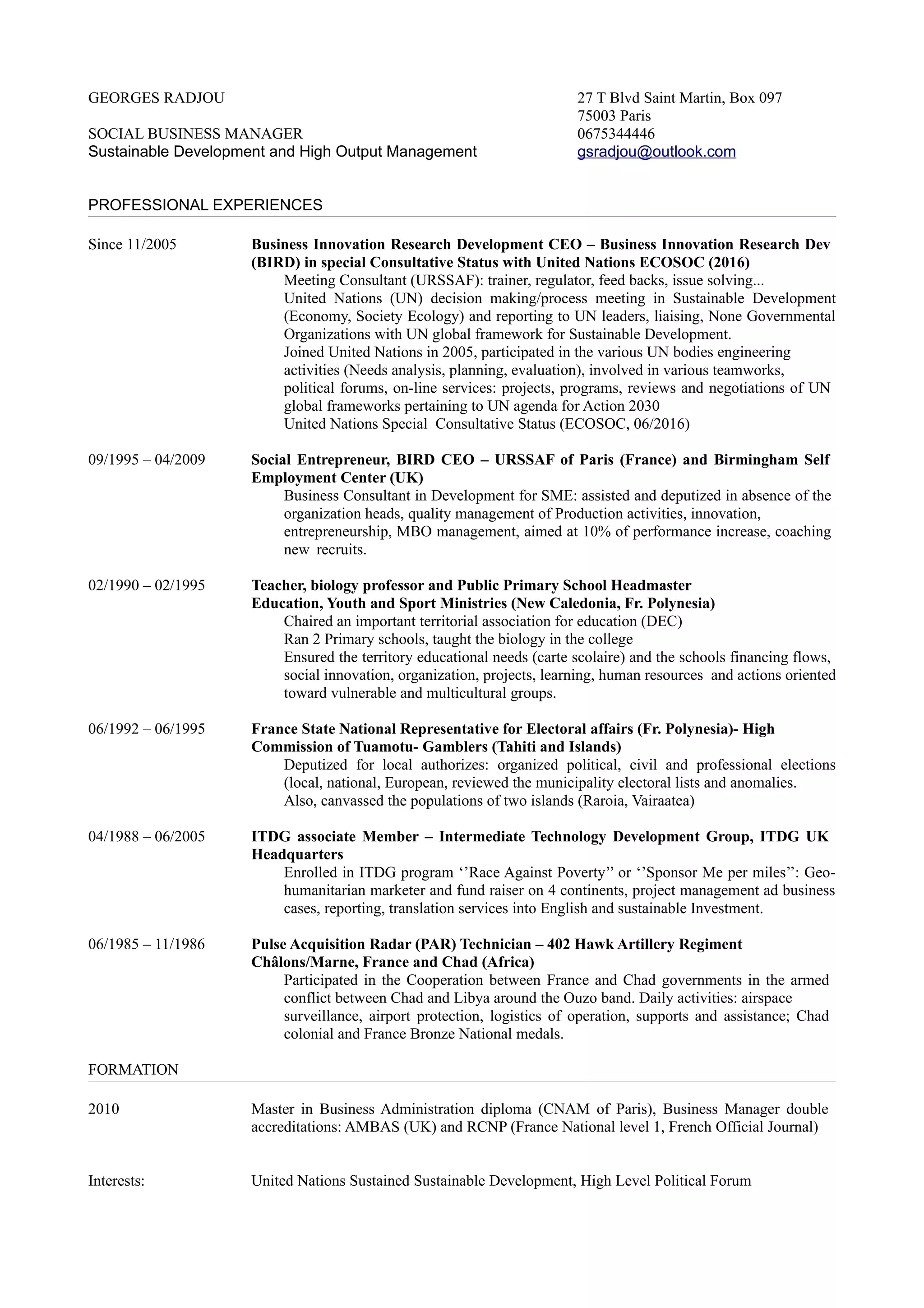 BIRD CEO management and organization curriculum vitae 14 06-18 | PDF