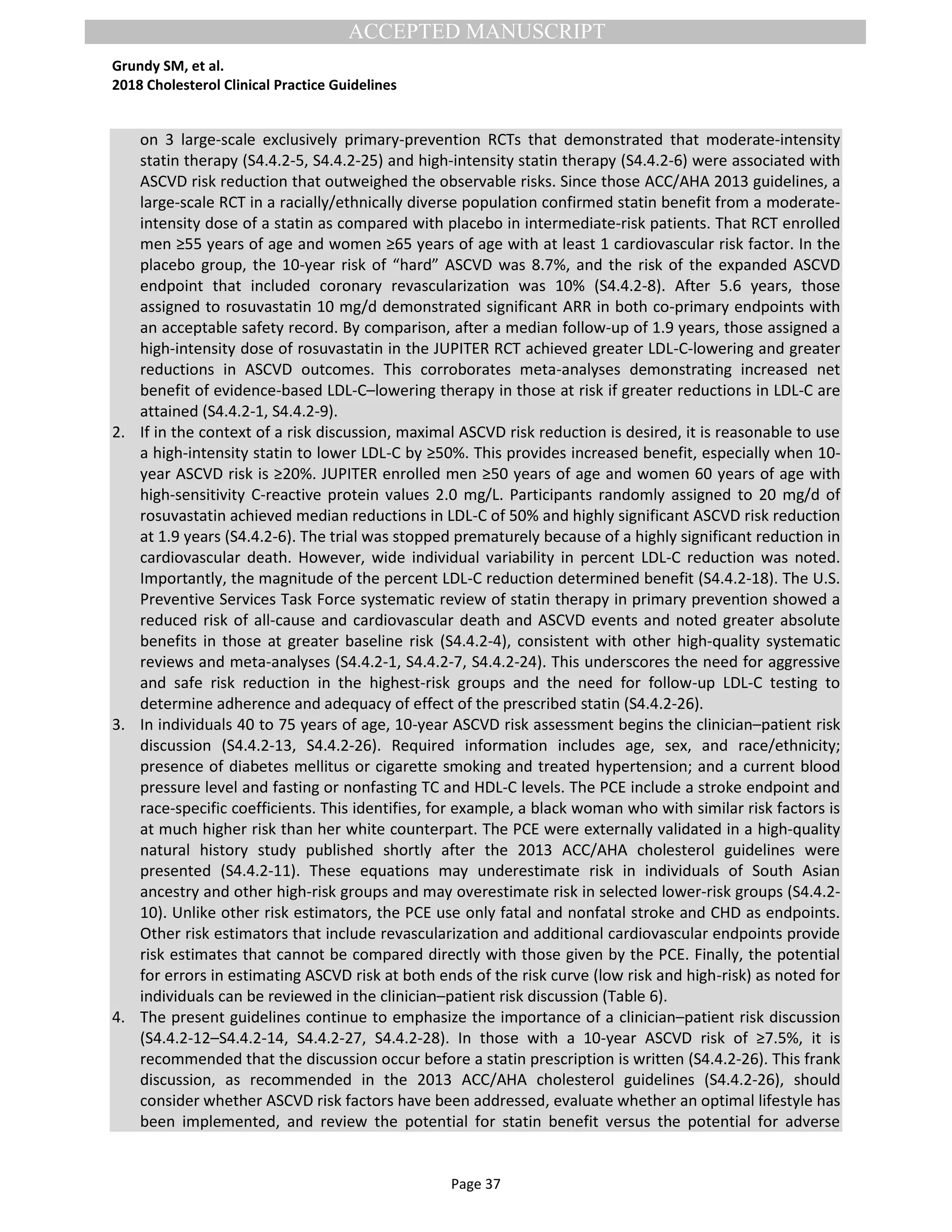 2018 guidelines on the management of blood cholesterol | PDF