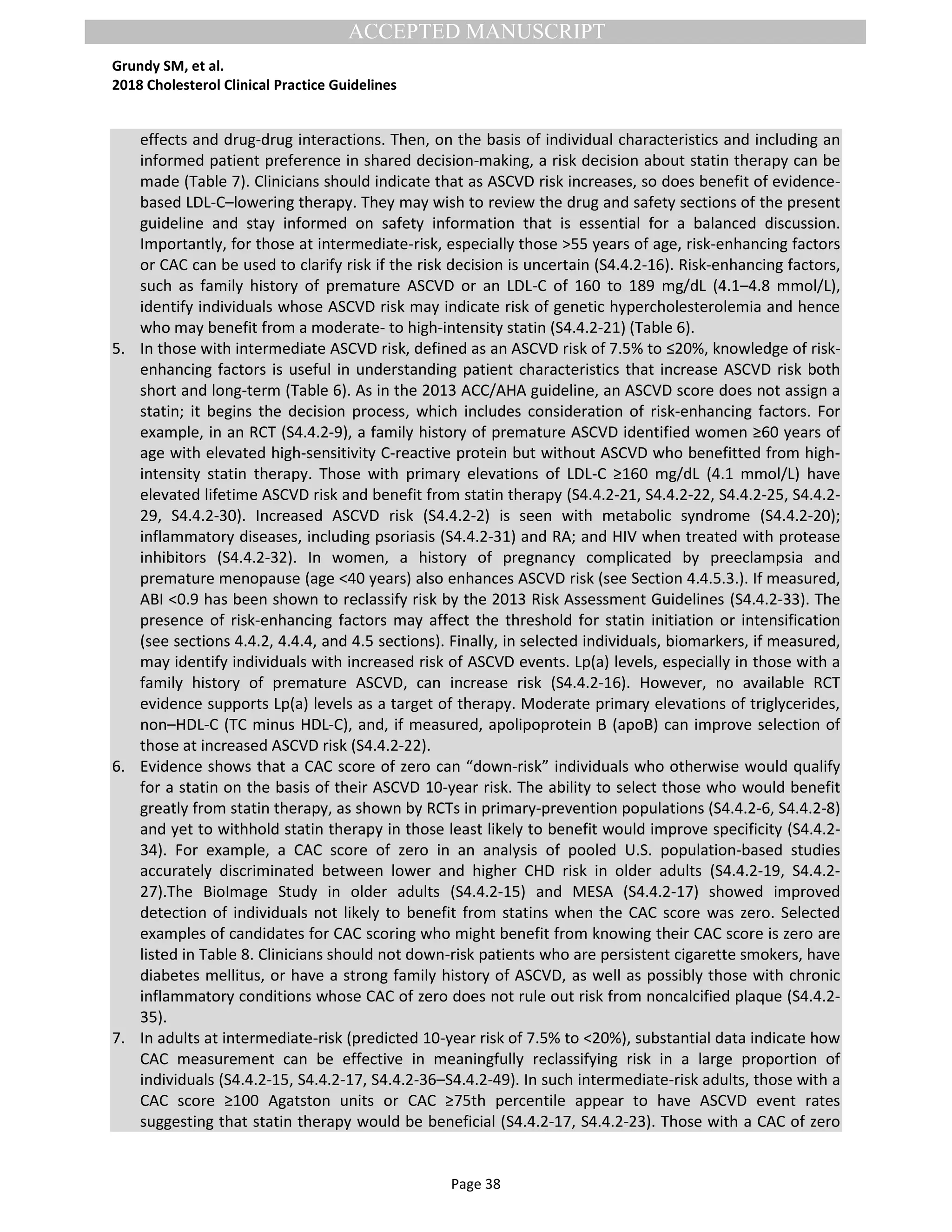 2018 guidelines on the management of blood cholesterol | PDF