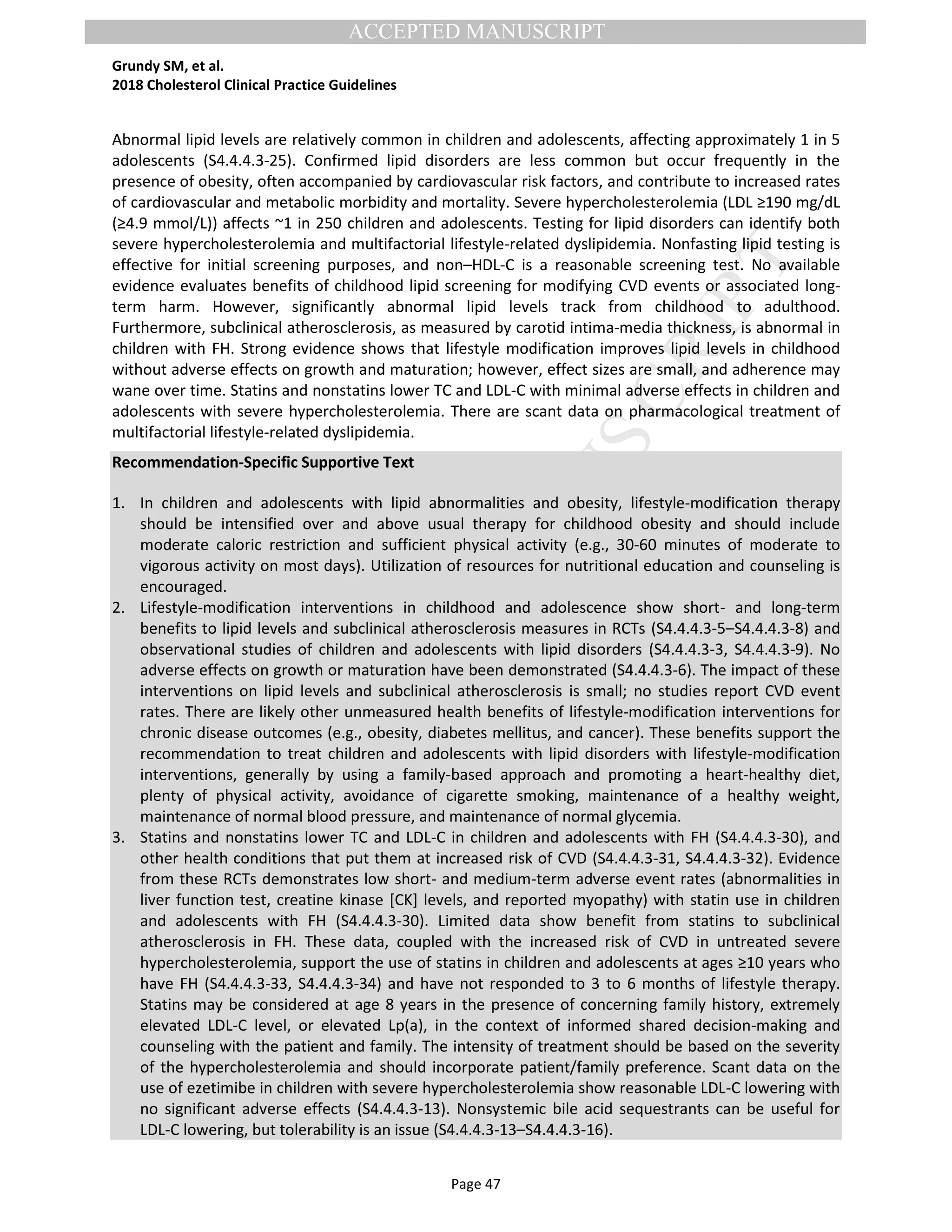 2018 guidelines on the management of blood cholesterol | PDF