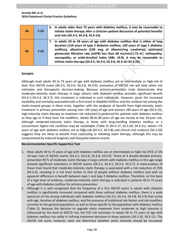 2018 guidelines on the management of blood cholesterol