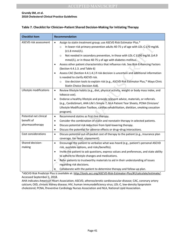 2018 guidelines on the management of blood cholesterol | PDF