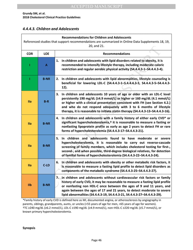 2018 guidelines on the management of blood cholesterol