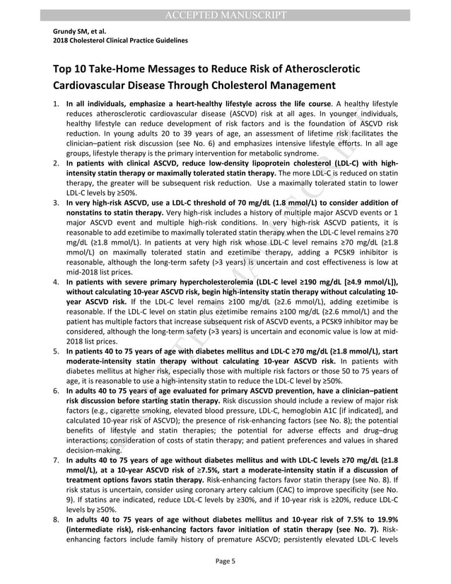 2018 guidelines on the management of blood cholesterol | PDF