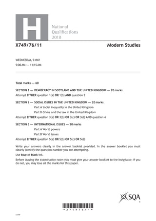 Higher Modern Studies exam 2018 | PDF