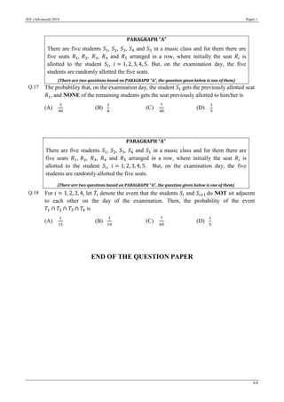 2018 JEE Advanced Paper 1 Question Papers | PDF
