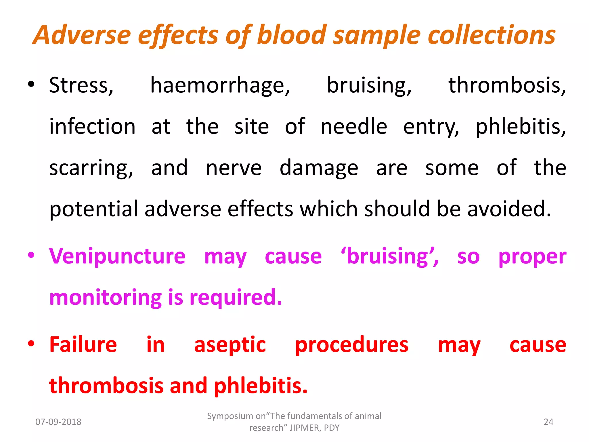 Blood sample collection in lab. animals | PPTX