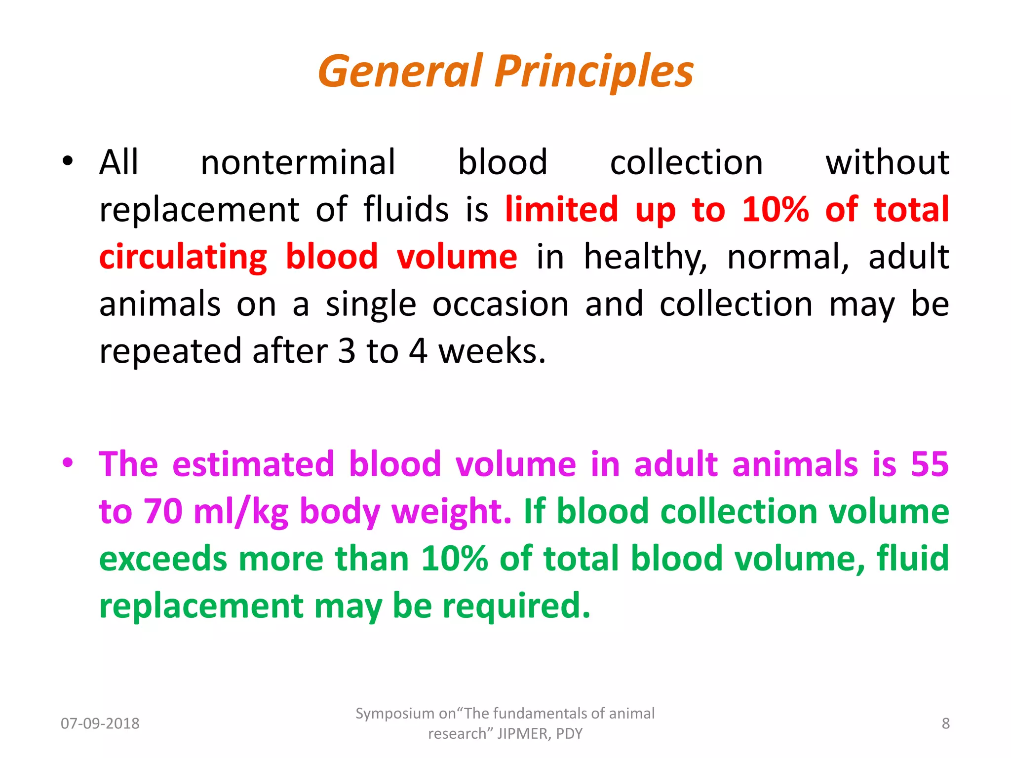 Blood sample collection in lab. animals | PPTX