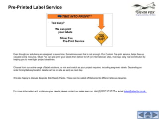 Silver Fox Label Solutions Guide - 2018 | PPT