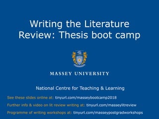 Literature review writing workshop for Massey University Phd thesis ...