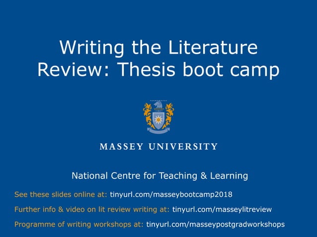 Literature review writing workshop for Massey University Phd thesis ...