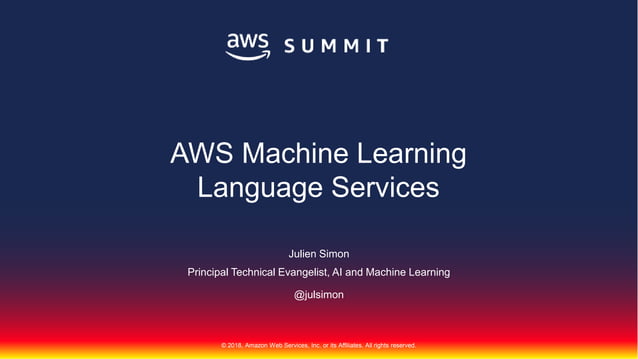 AWS Machine Learning Language Services (May 2018) | PPTX