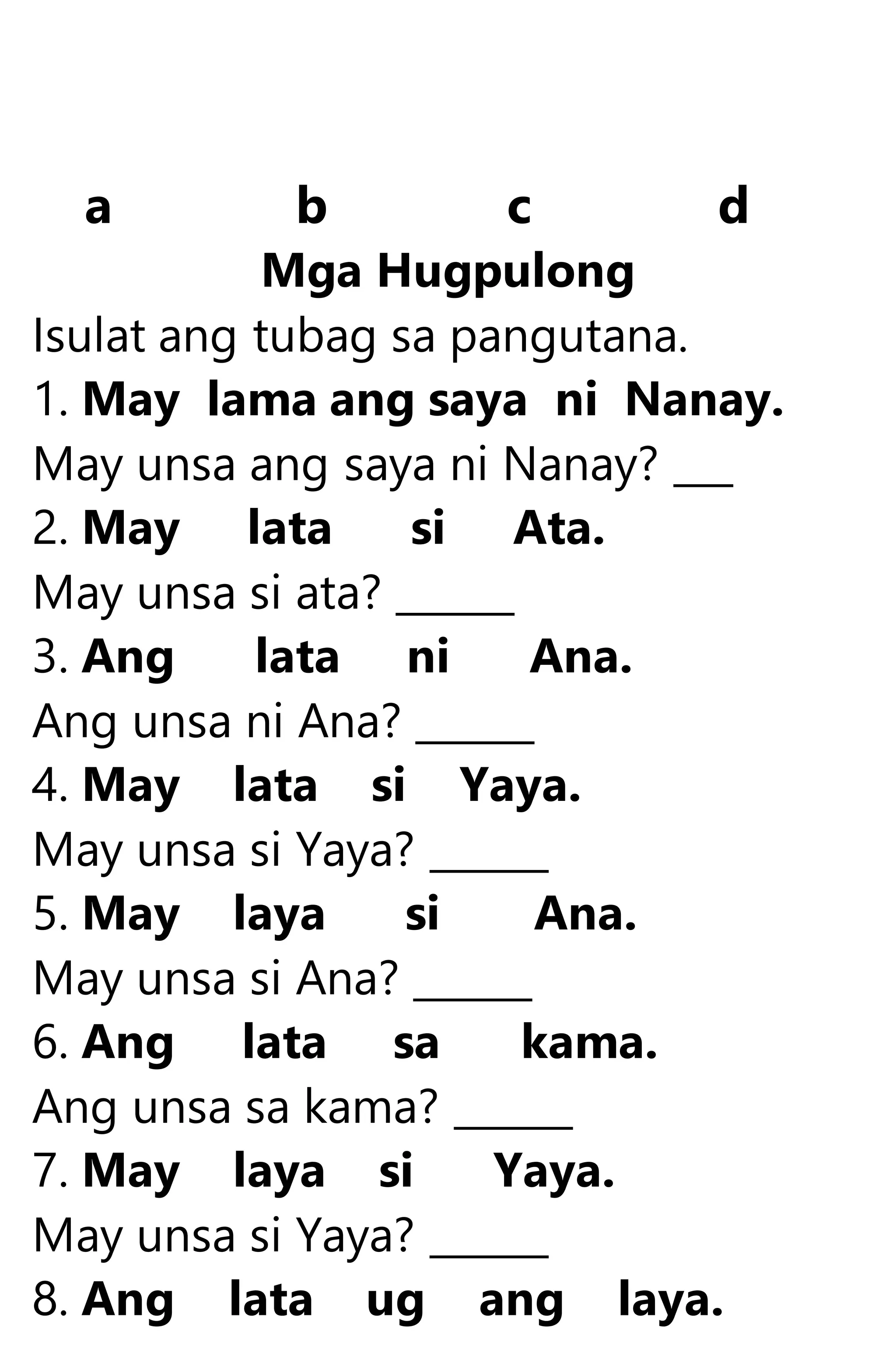 2018 mother tongue reading bisaya q1&q2 | DOCX