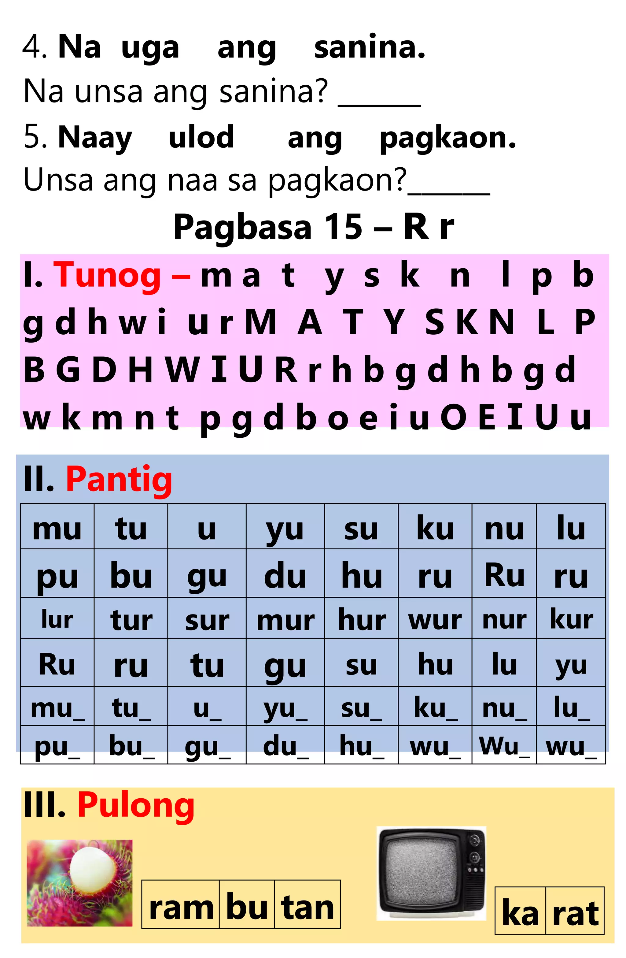 2018 mother tongue reading bisaya q1&q2 | DOCX