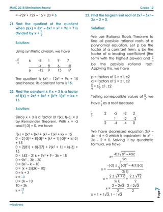 2018 mtap for g10 with answers | PDF