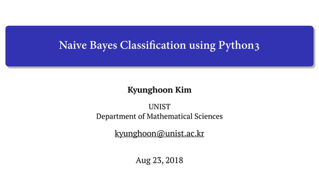 Naive Bayes Classification Using Python3 Ppt 4030